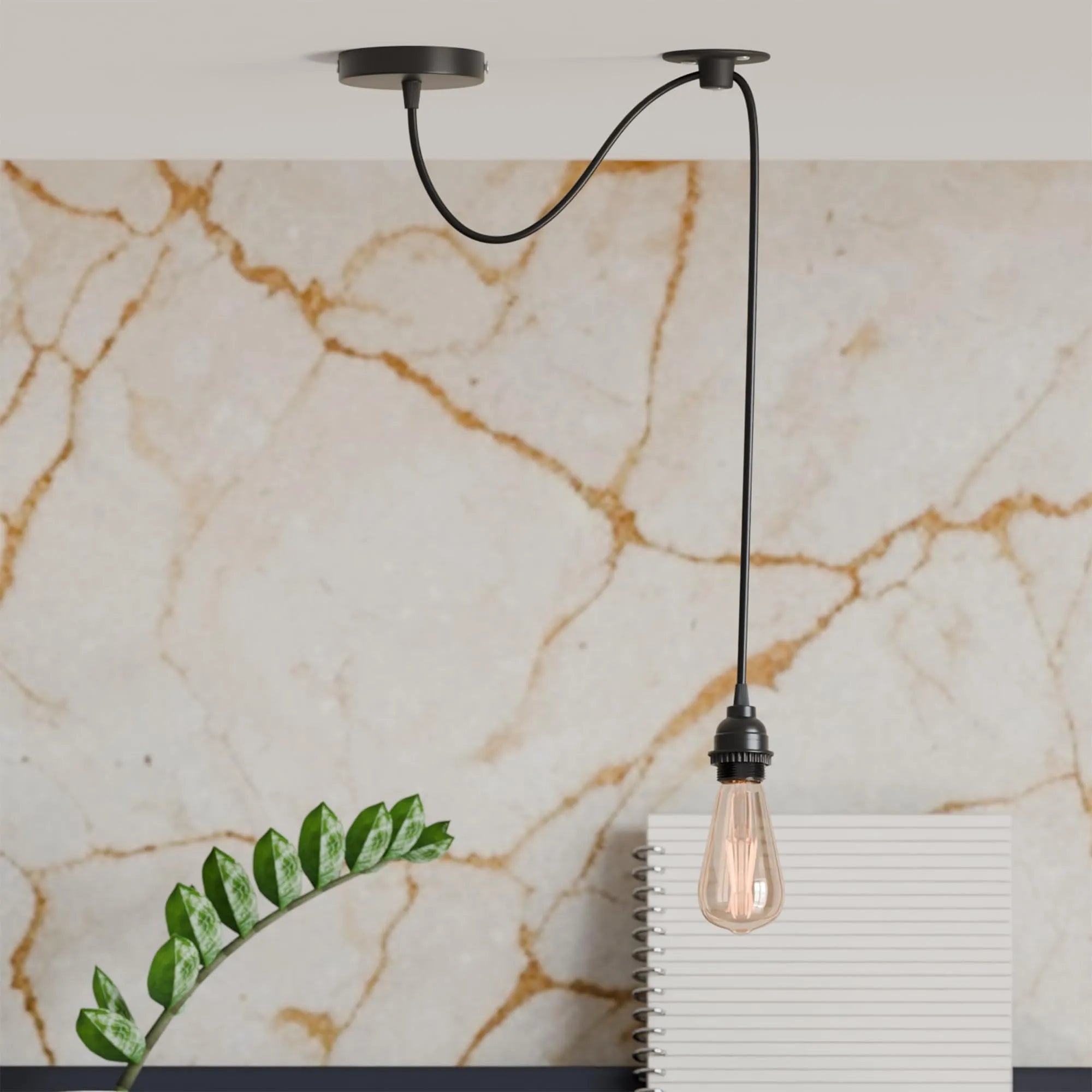 Matte Black pendant light hardware kit | 2M 3 Cord E26 ~1054 – Ledsone